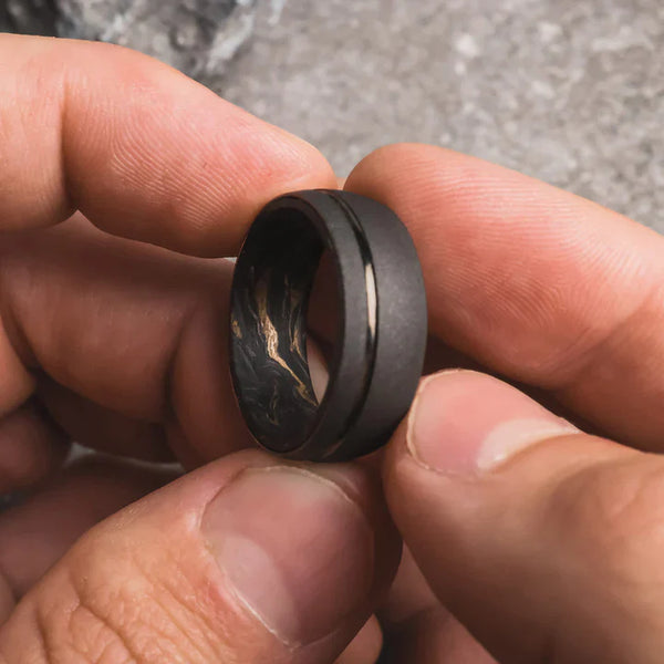 Black sand blasted Tungsten exterior – Regalia Rings